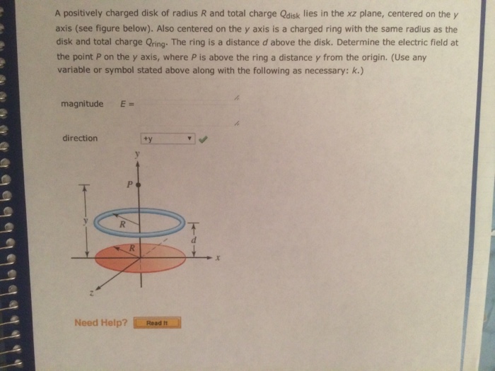 Solved A positively charged disk of radius R and total | Chegg.com