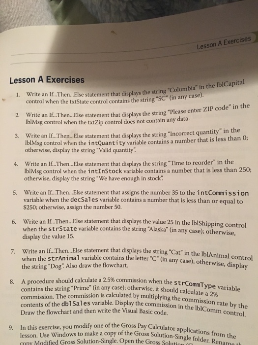 Solved Lesson A Exercises Lesson A Exercises 1. Write an | Chegg.com