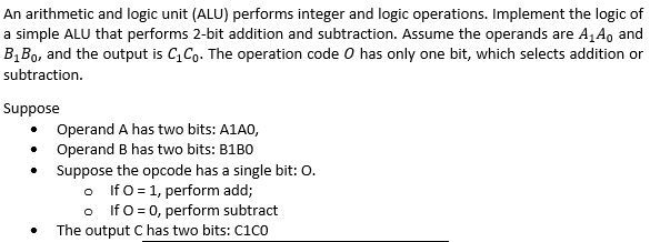 Solved An arithmetic and logic unit (ALU) performs integer | Chegg.com