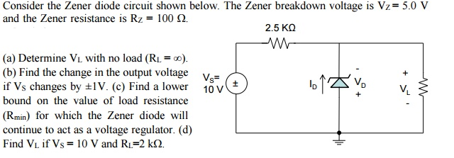 Solved Consider the Zener diode circuit shown below. The | Chegg.com
