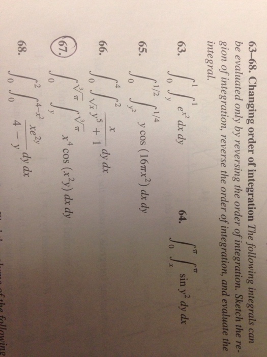Solved Changing order of integration the following integrals | Chegg.com