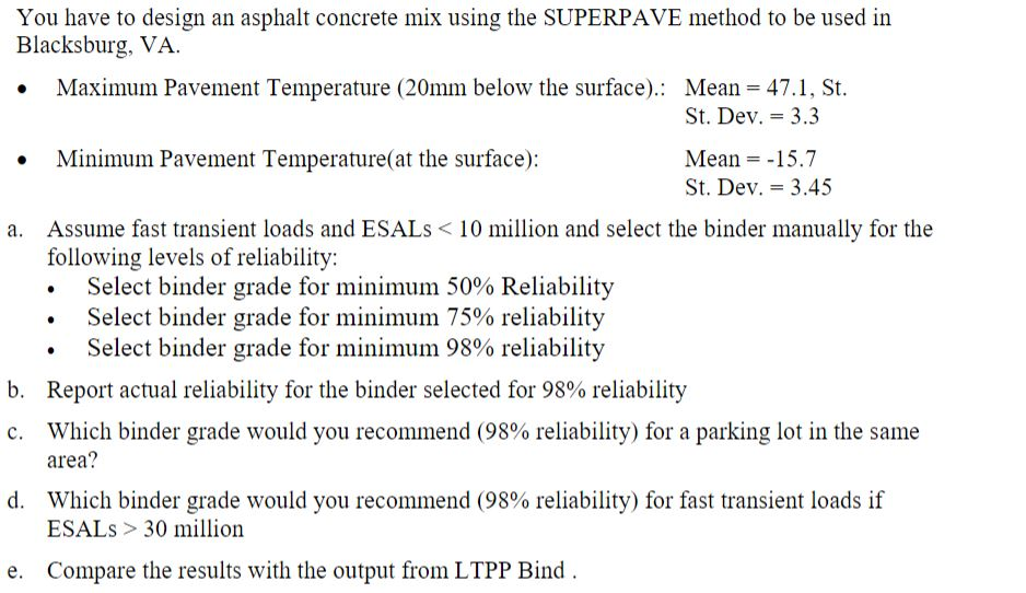 You have to design an asphalt concrete mix using the | Chegg.com