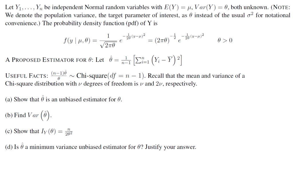 Solved Let Y 1 Y N Be Independent Normal Random