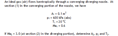 Solved An ideal gas (air) flows isentropically through a | Chegg.com