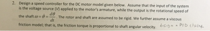 Solved Design a speed controller for the DC motor model | Chegg.com