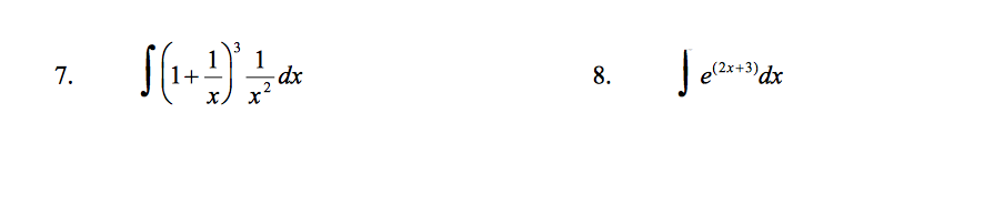 Solved Integral (1 + x)^3 1/x^2 dx integral e^(2x + 3) dx | Chegg.com