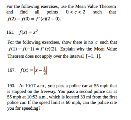 Solved For the following exercises, use the Mean Value | Chegg.com