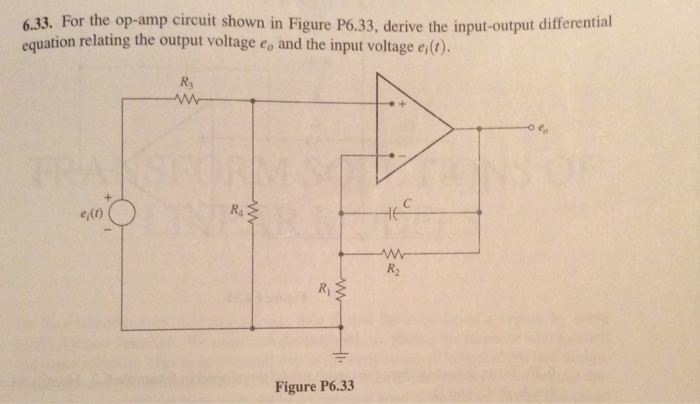 For the op-amp circuit shown, derive the input-output | Chegg.com