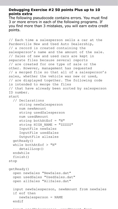 Solved Debugging Section Exercise #1 50 points Plus up to 10 | Chegg.com