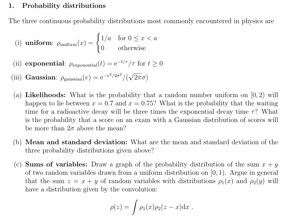 Solved 1. Probability distributions The three continuous | Chegg.com Solved 1. Probability distributions The three continuous | Chegg.com