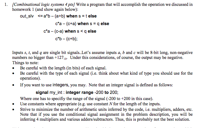 1. [Combinational logic systems 4 pts/ Write a | Chegg.com
