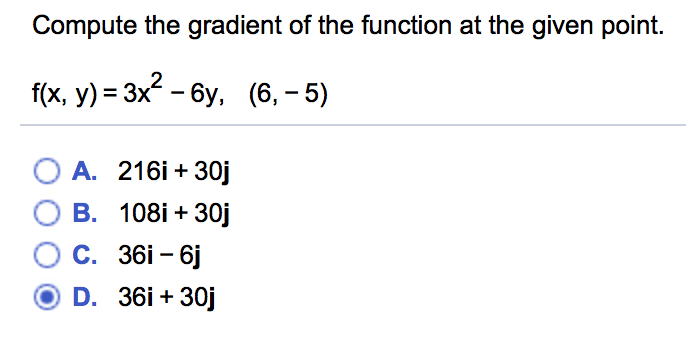 Solved Compute the gradient of the function at the given | Chegg.com