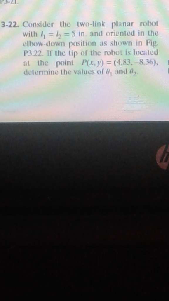 Solved L 3-22. Consider the two-link planar robot with I = = | Chegg.com