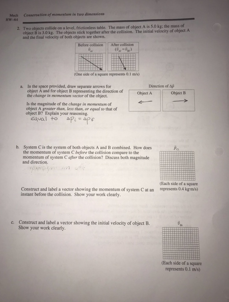 Solved Conservation of momentum in two dimensions Mech HW-64 | Chegg.com