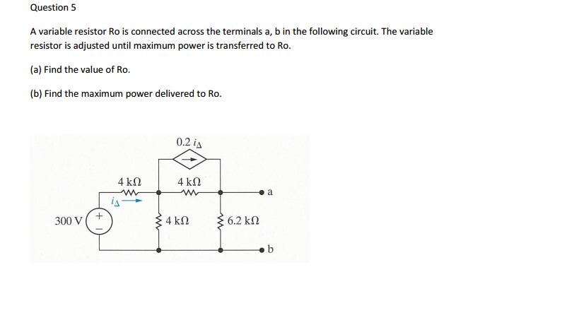 Solved A variable resistor Ro is connected across the | Chegg.com