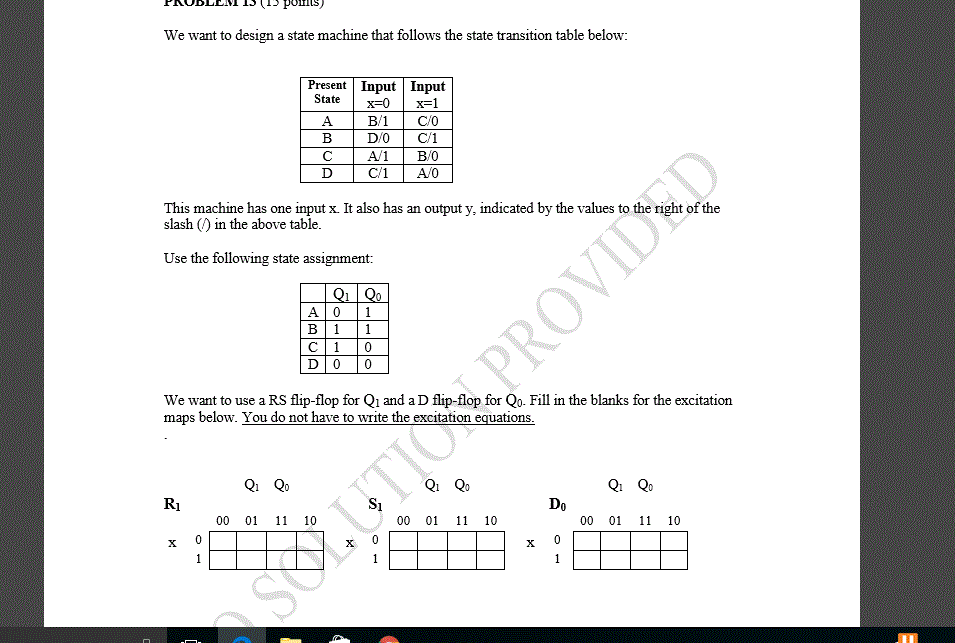 Solved We want to design a state machine that follows the | Chegg.com