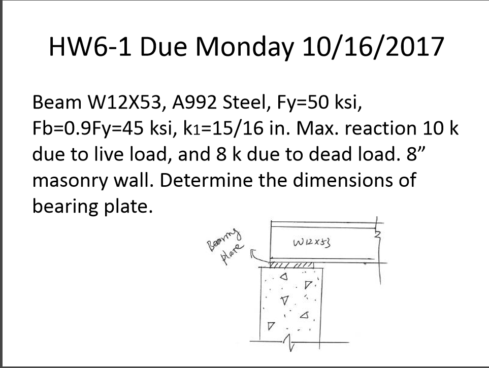 HW6-1 Due Monday 10/16/2017 Beam W12X53, A992 Steel, | Chegg.com