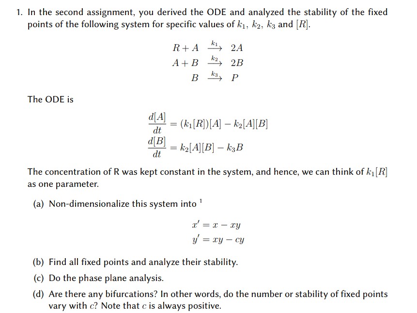 Solved 1. In the second assignment, you derived the ODE and | Chegg.com