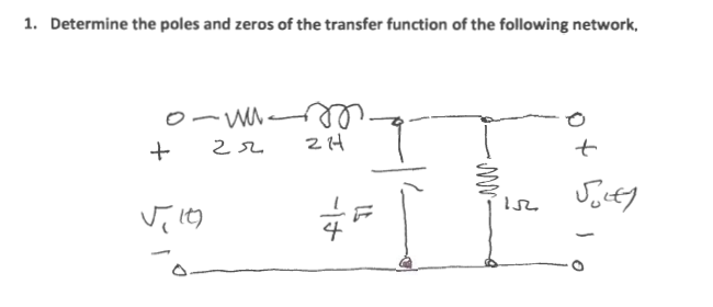 Solved 1. Determine the poles and zeros of the transfer | Chegg.com