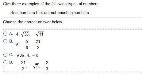 Examples Of Non Real Number