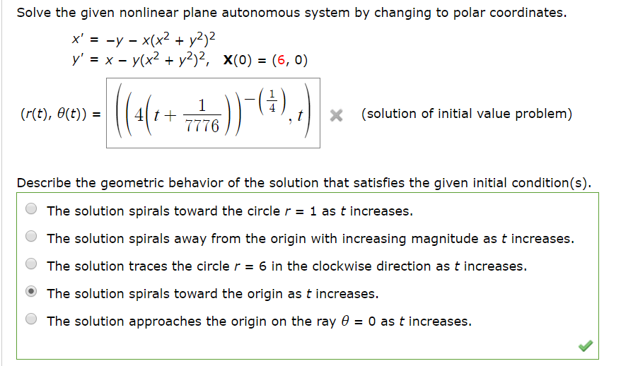 Solved Solve the given nonlinear plane autonomous system by | Chegg.com