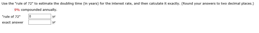 Solved Use the "rule of 72" to estimate the doubling time | Chegg.com