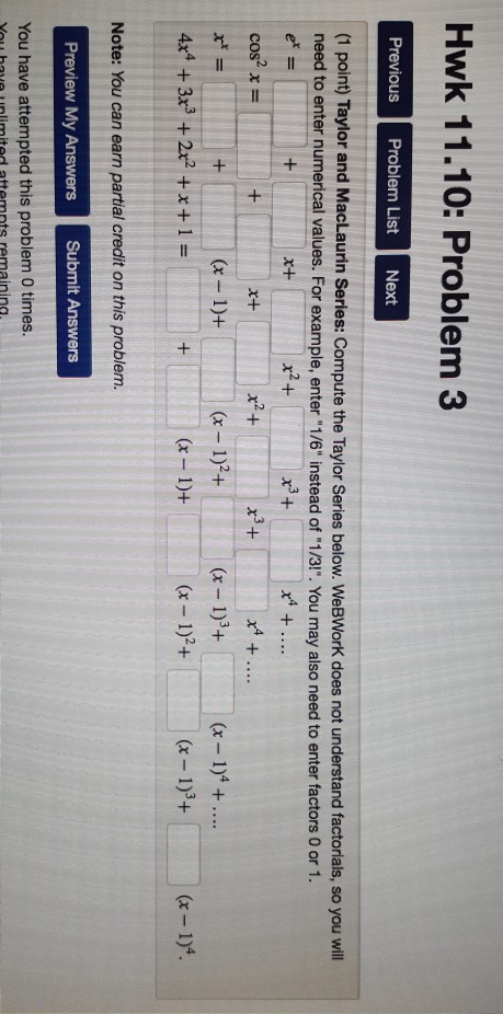 Solved Hwk 11.10: Problem 3 Previous Problem ListNext (1 | Chegg.com