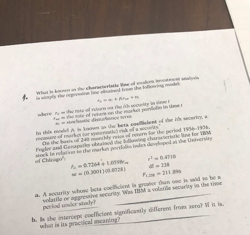 Solved What is known as the characteristic line of modern | Chegg.com