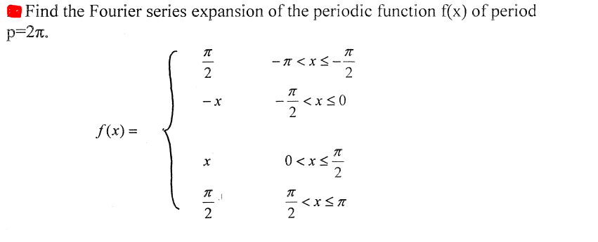 Solved Find The Fourier Series Expansion Of The Periodic