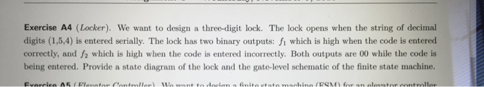 Solved Digital logic locker lock state diagram FSM finite | Chegg.com