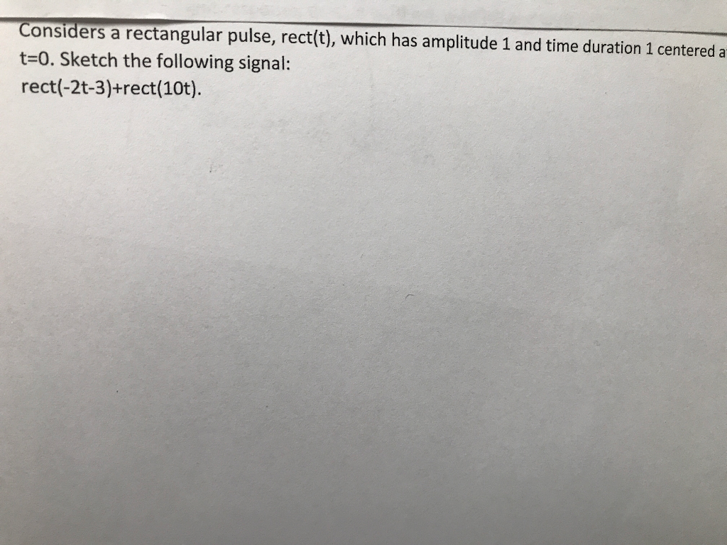 Solved considers a rectangular pulse, rectít), which has | Chegg.com