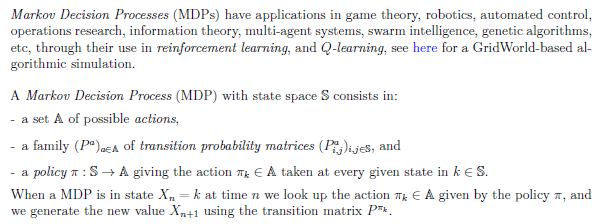 Markov Decision Processes (MDPs) have applications in | Chegg.com Markov Decision Processes (MDPs) have applications in | Chegg.com