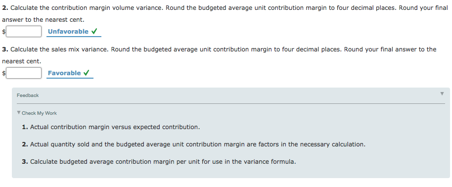 Solved Contribution Margin Variance Contribution Margin 9968
