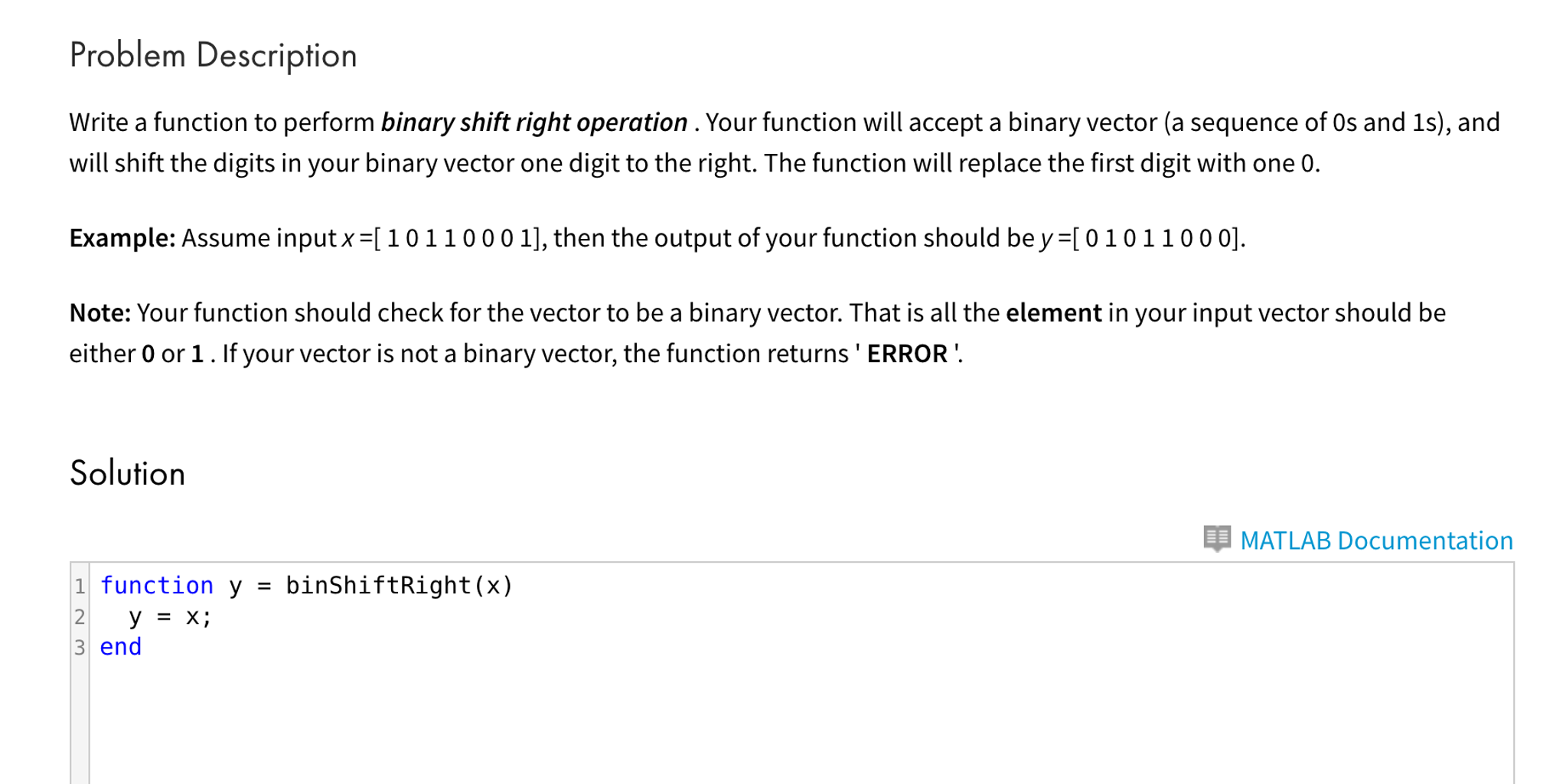 Solved Write a function to perform binary shift right | Chegg.com