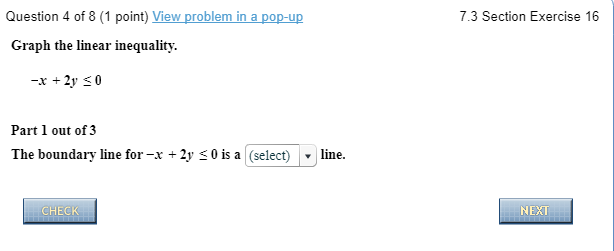 Solved Question 4 of 8(1 point) View problem in a pop-up 7.3 | Chegg.com