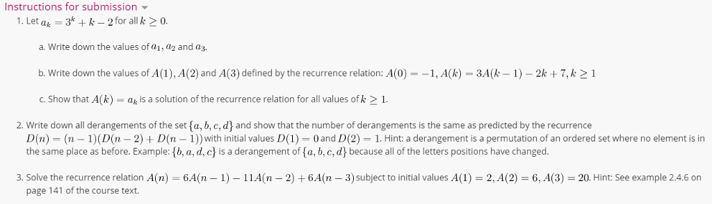 Solved Instructions for submission 1. Let a 32 for all k 0 | Chegg.com
