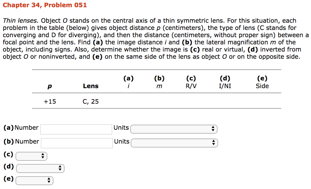 Solved Chapter 34, Problem 051 Thin lenses. Object O stands | Chegg.com