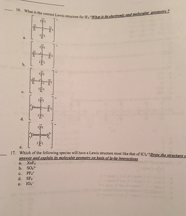 Solved Which is the correct Lewis structure for IF_4? What | Chegg.com