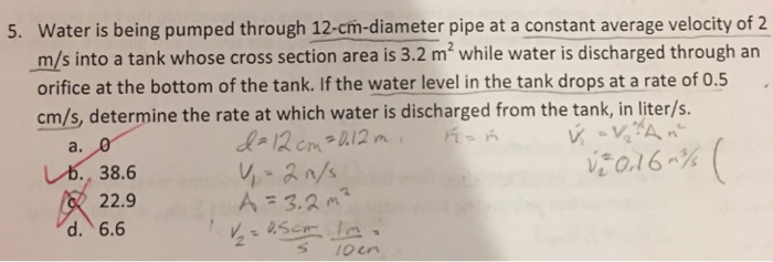 Solved: Water Is Being Pumped Through 12-cm-diameter Pipe ... | Chegg.com