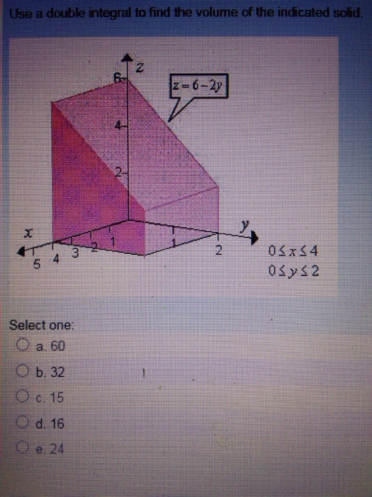Solved use a double integral to find the volume of the | Chegg.com