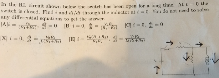 Solved In the RL circuit shown below the switch has been | Chegg.com