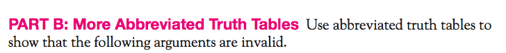 PART B: More Abbreviated Truth Tables Use abbreviated | Chegg.com