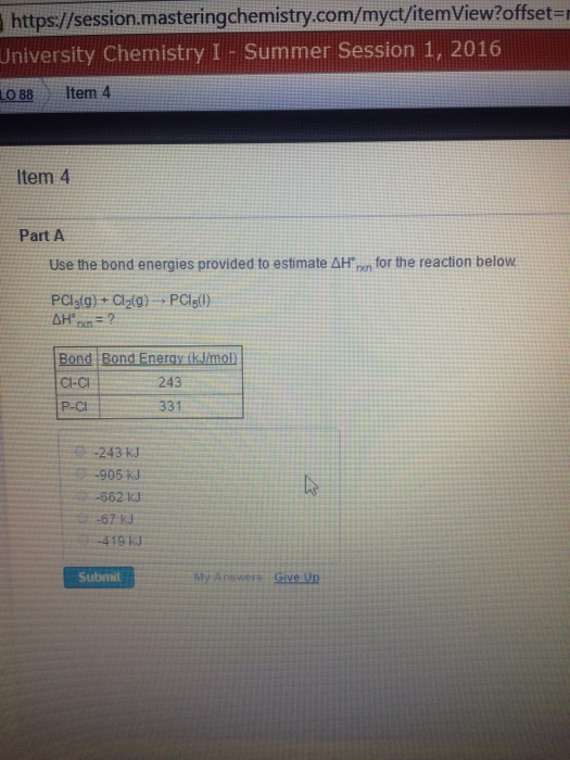 Solved Use the bond energies provided to estimate delta | Chegg.com