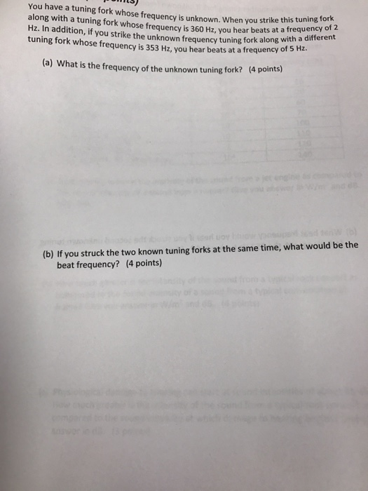 Solved You have a tuning fork whose frequency is unknown. | Chegg.com