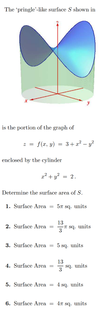Solved The 'pringle-like surface S shown in is the portion | Chegg.com