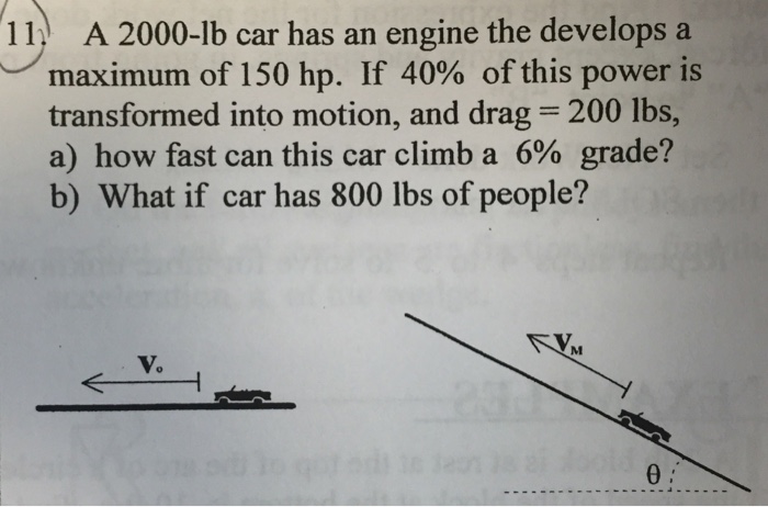 Solved A 2,000- lb car has an engine the develops a maximum | Chegg.com