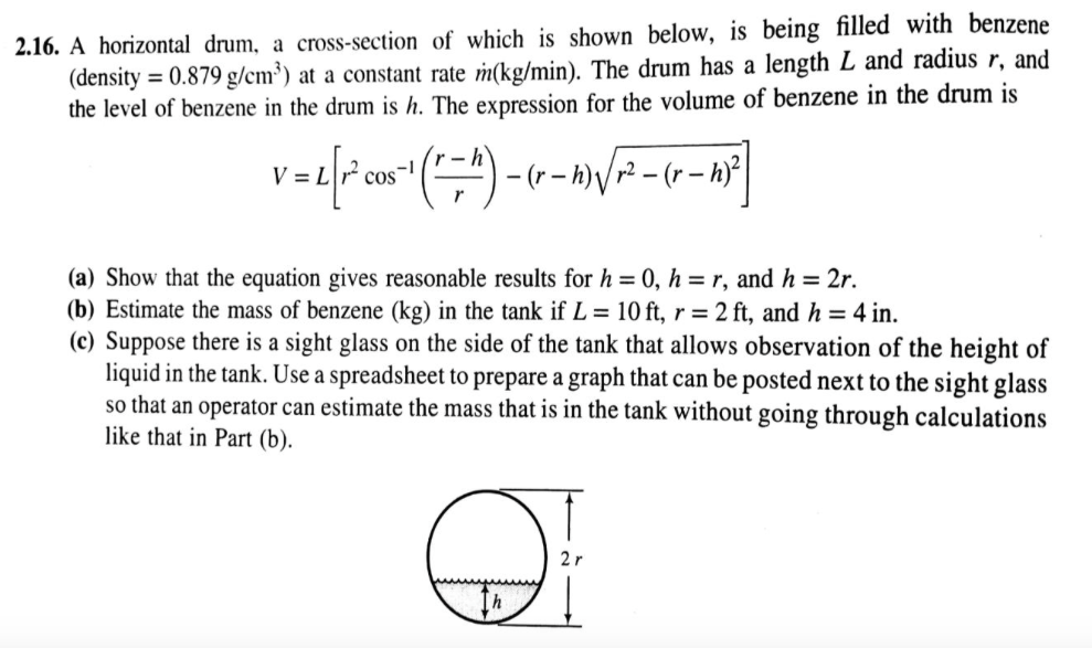Solved A horizontal drum, a cross-section of which is shown | Chegg.com