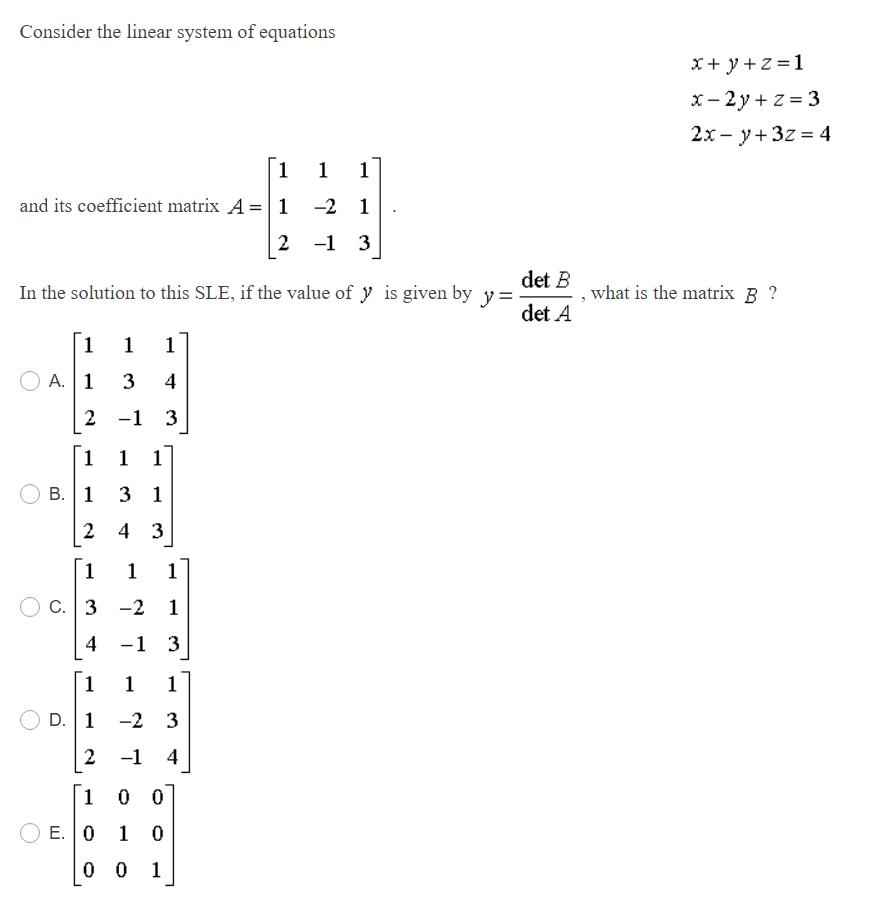 Solved Consider the linear system of equations x-2y+ z-3 and | Chegg.com