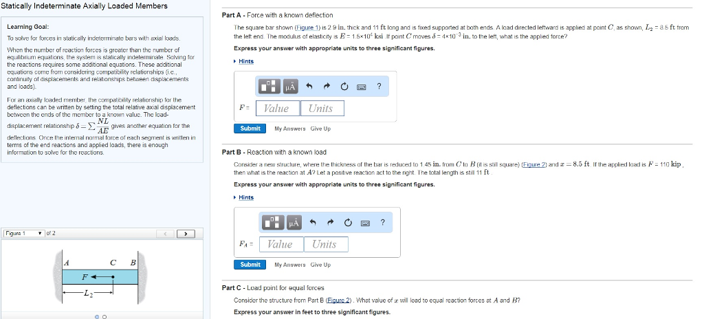 Solved Statically Indeterminate Axially Loaded Members Part | Chegg.com