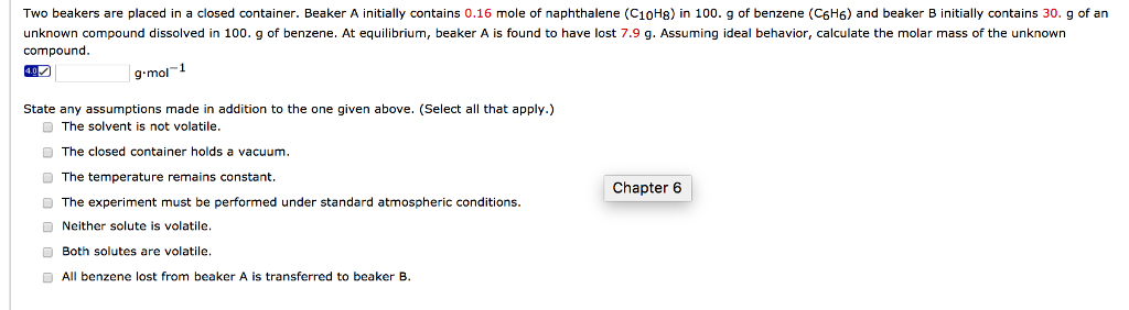Solved Two beakers are placed in a closed container. Beaker | Chegg.com